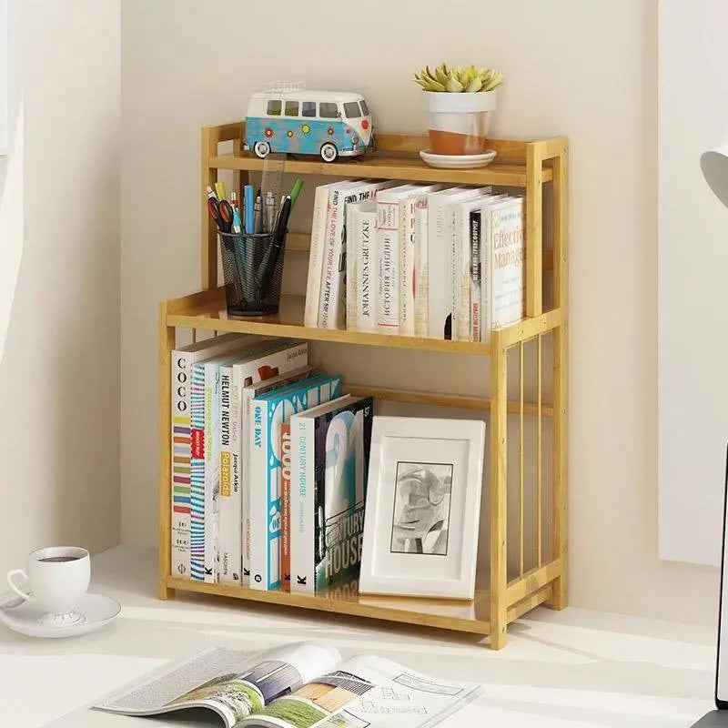 Bamboo Book Shelves Kitchen Storage Multi Use Desk Book Shelf Simple ...