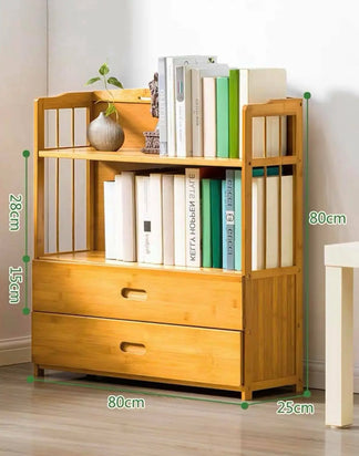 Bamboo Wooden Bookcase Bookshelf Multi-Tiers Storage Rack Shelf Offic ...