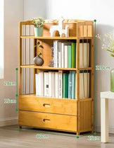 Bamboo Wooden Bookcase Bookshelf Multi-Tiers Storage Rack Shelf Offic ...
