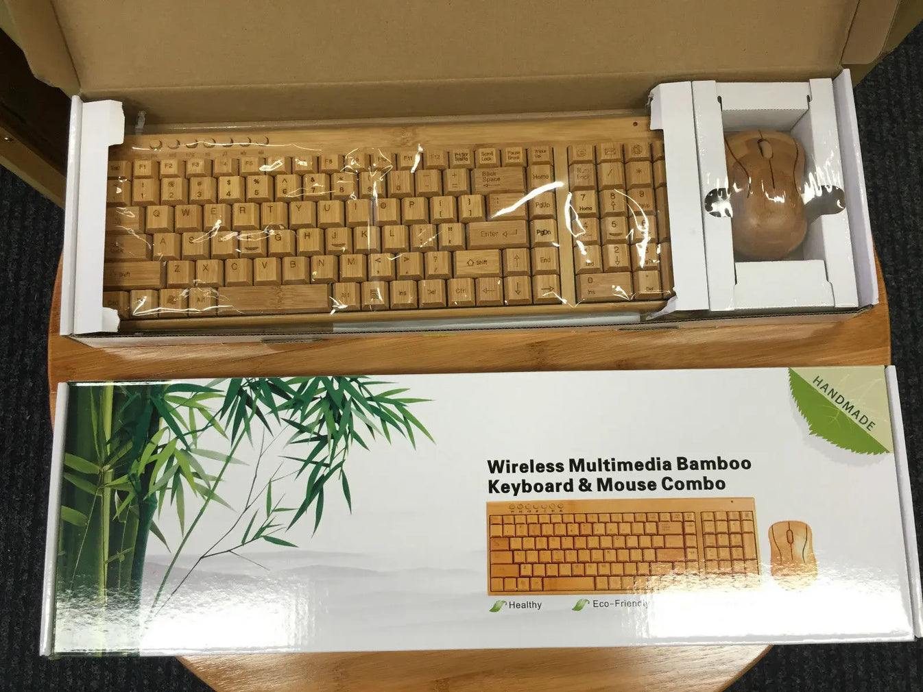 Bamboo Wooden Keyboard&Mouse Combo Wireless Multimedia Healthy Eco ...