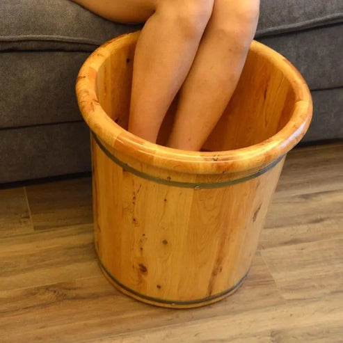 Tall Foot basin wooden bucket foot bath natural healthy 40cm height ...